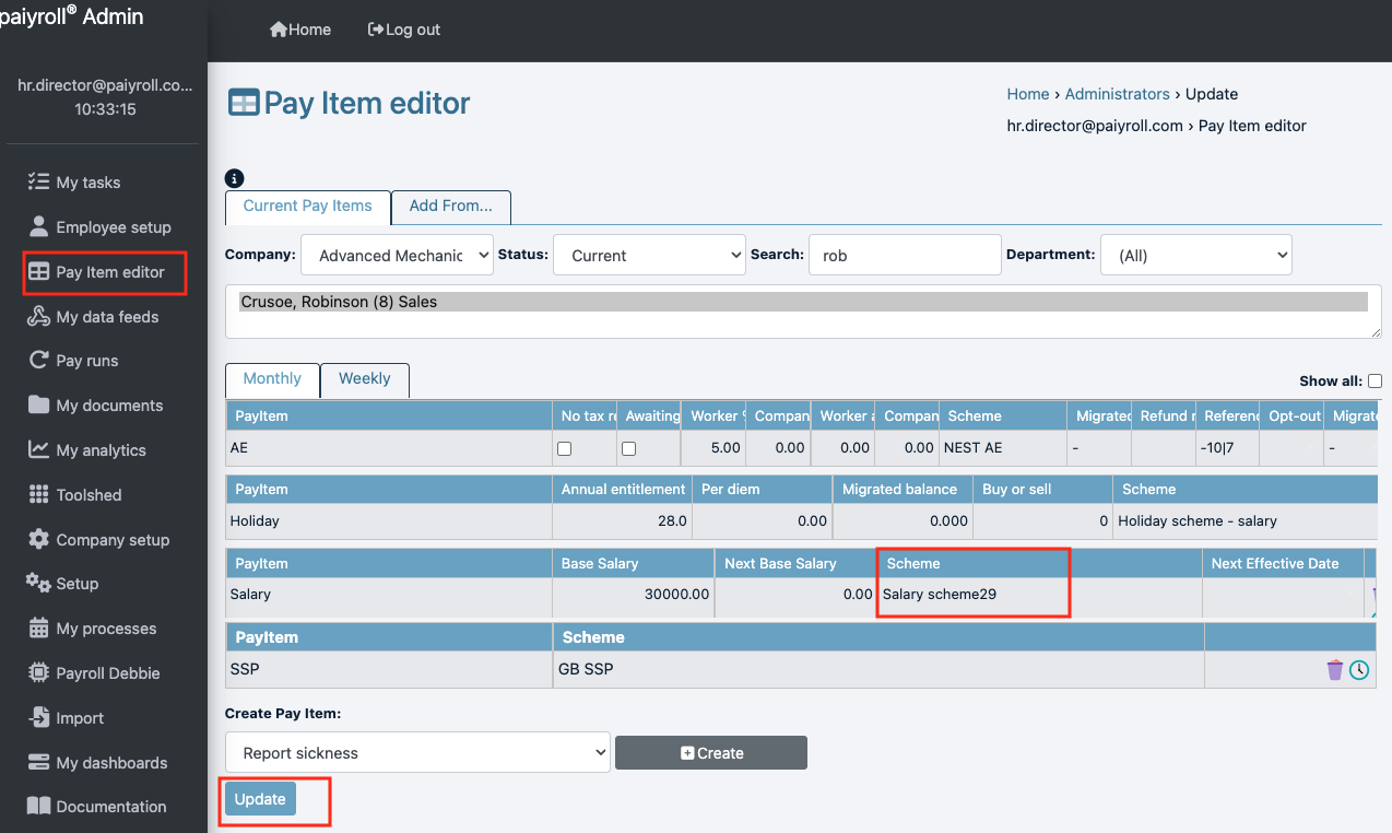 Adding a new Salary scheme - paiyroll